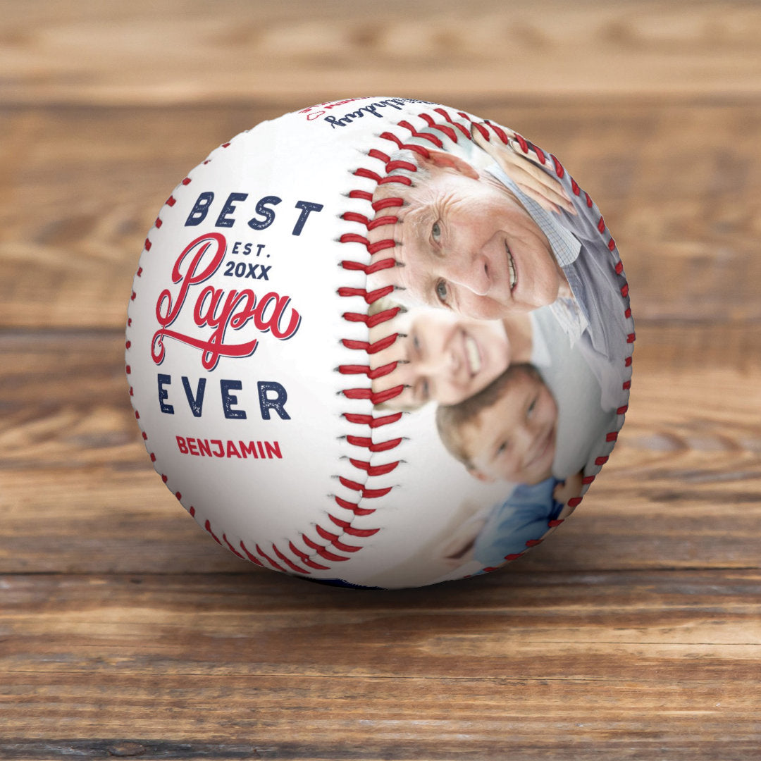 Best Papa Ever Father's Day 2 Photos Collage Baseball – Poppetpals